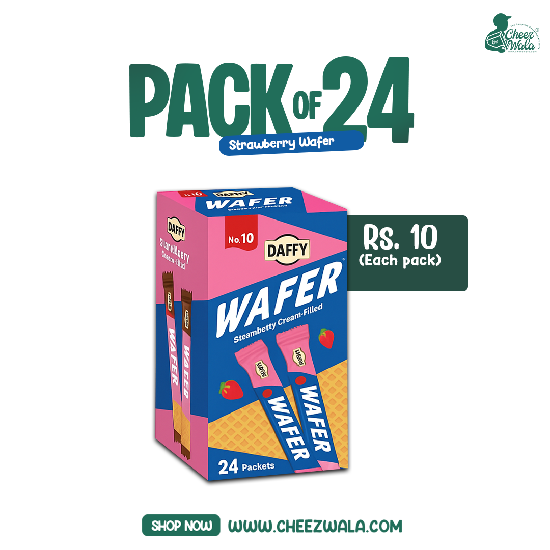 Daffy | Wafer Strawberry Cream Filled - Pack Of 24 (Rs.10) – CheezWala