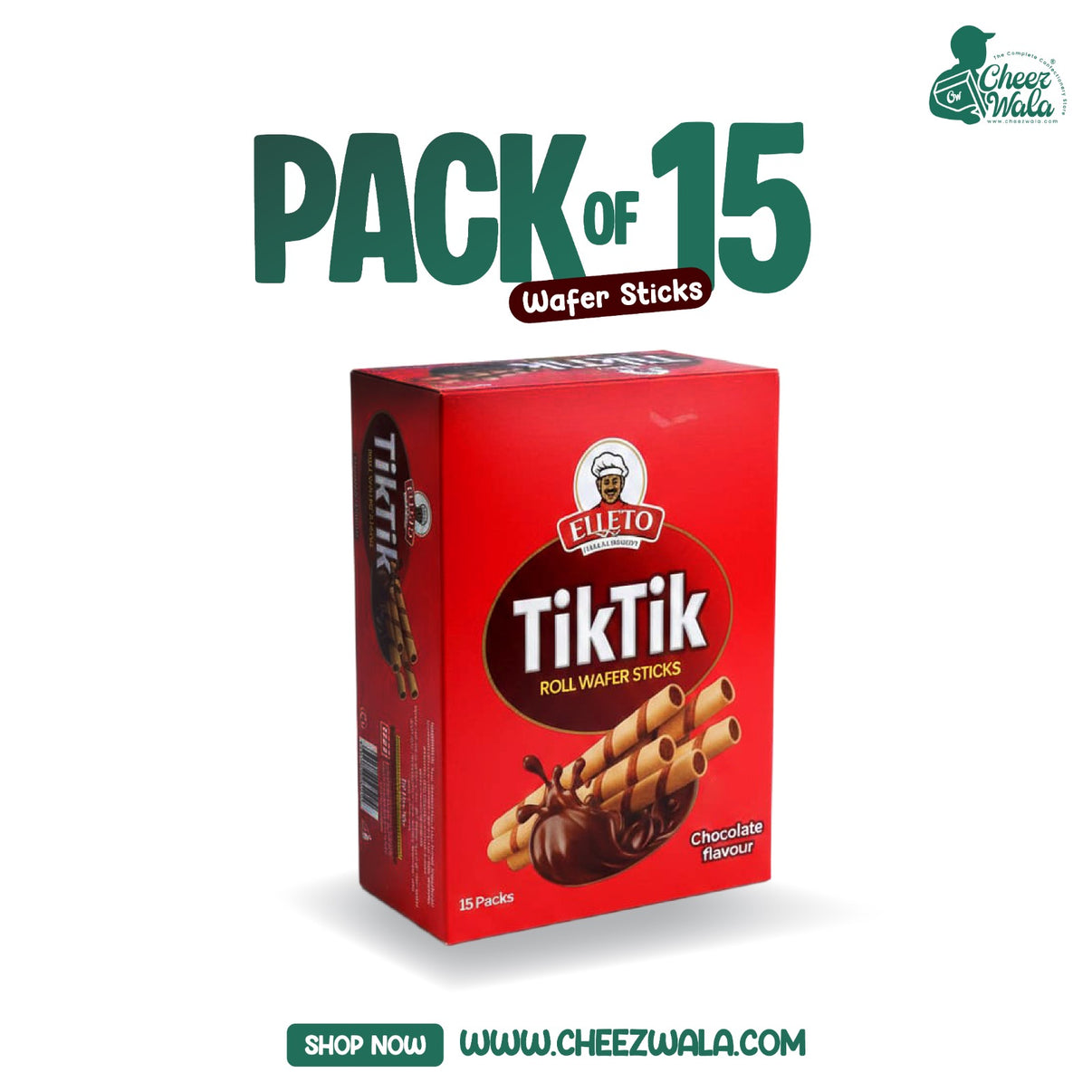 Elleto | TikTik Roll Wafer Sticks - Pack Of 15 (Rs.10) – CheezWala